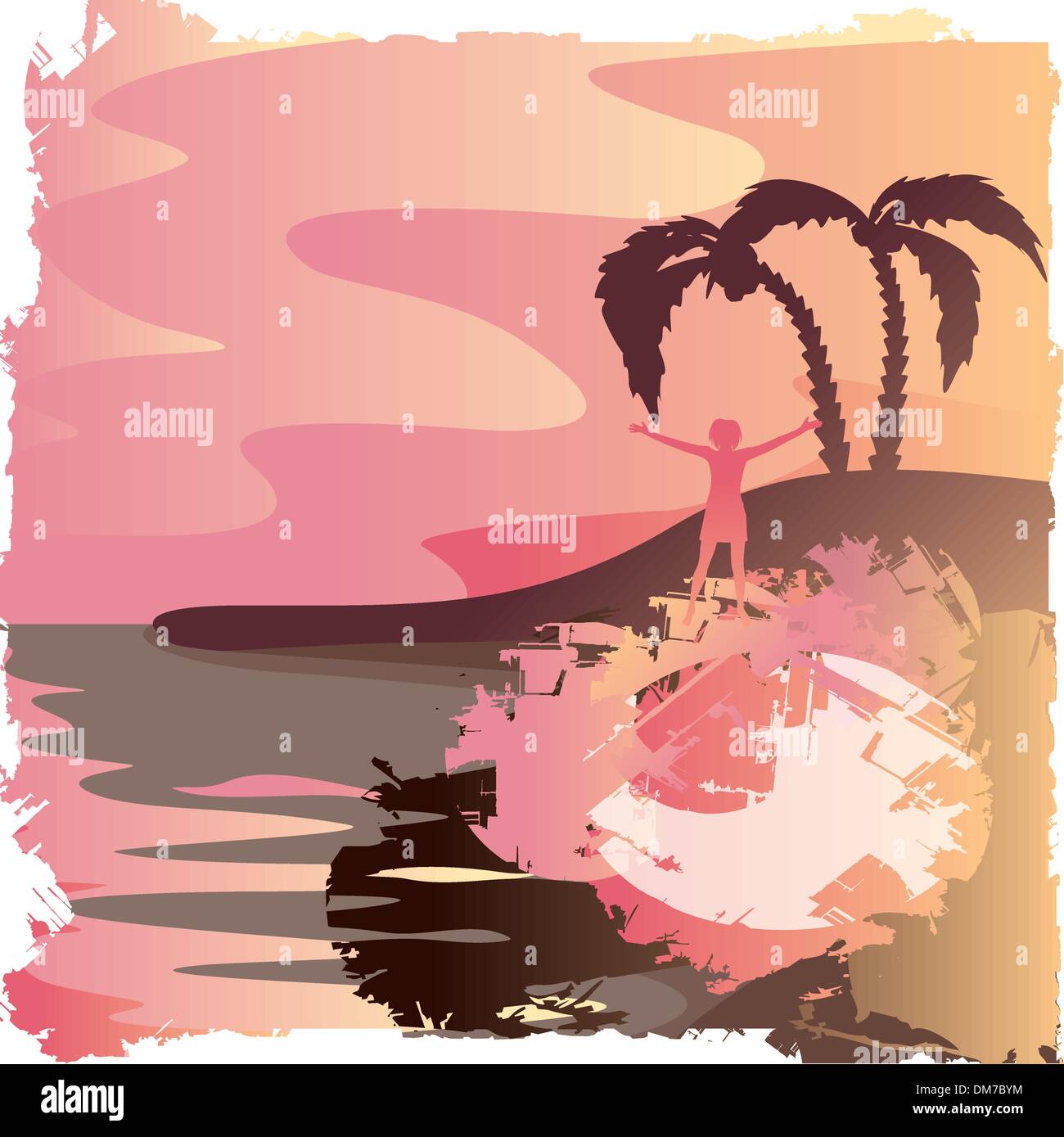 Paradise island on grunge Stock Vector Images - Alamy