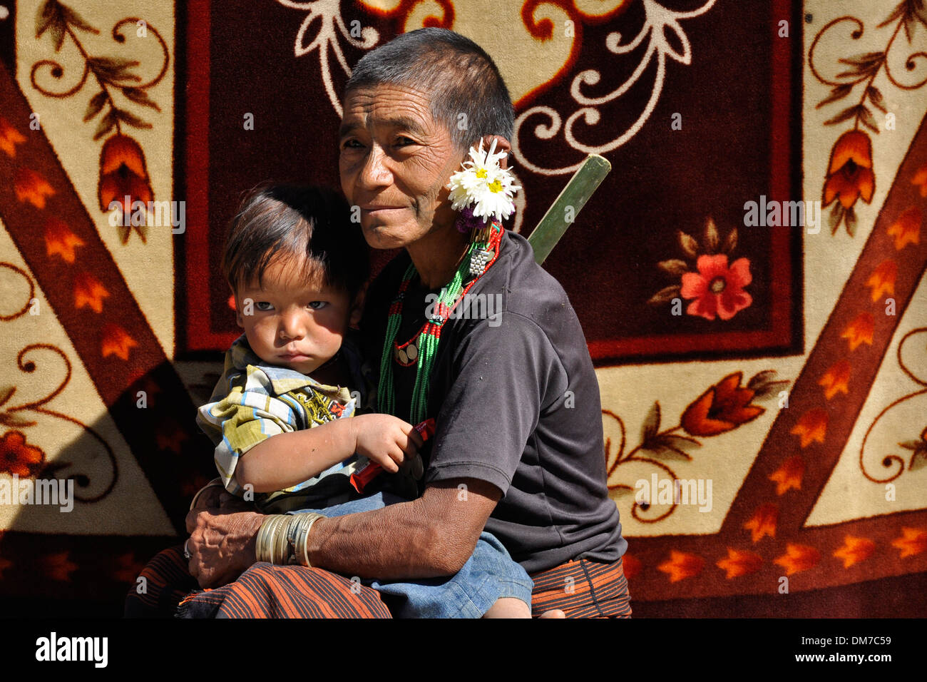 India, Arunachal Pradesh, Tirap region, Khonsa, Nocte tribe woman Stock ...