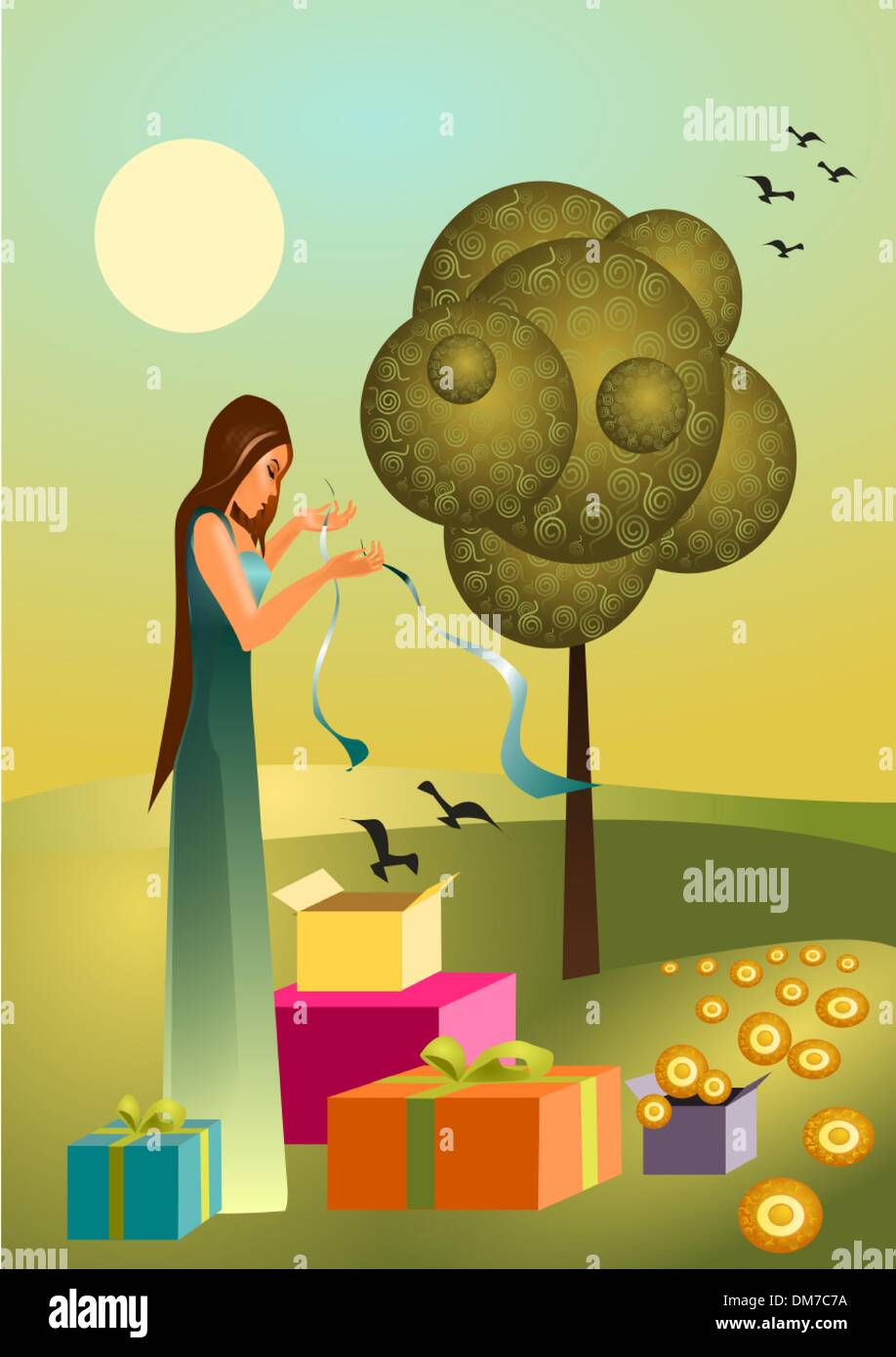 Flowering spring garden Stock Vector Images - Alamy