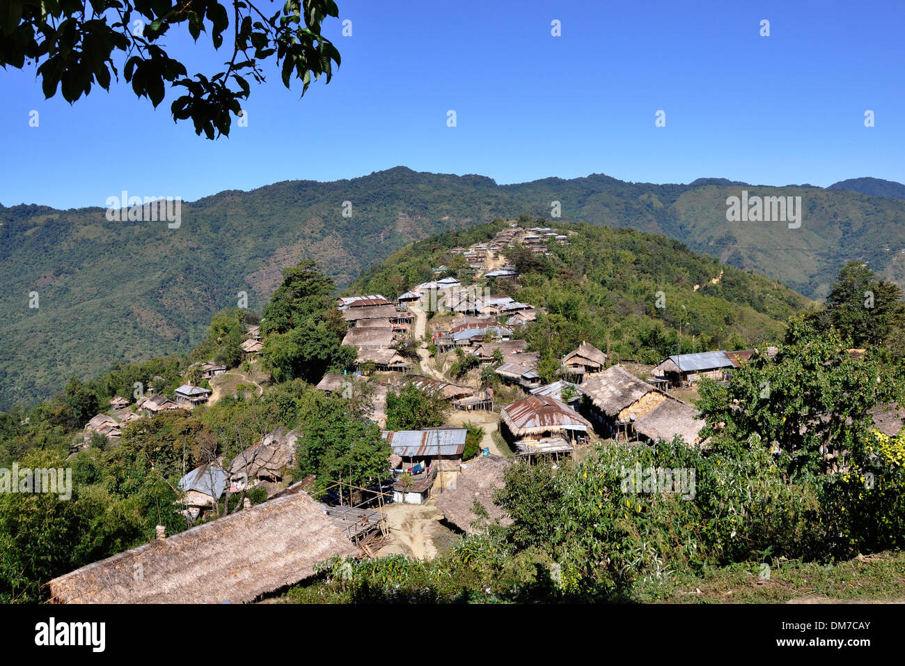 India, Arunachal Pradesh, Tirap region, Khonsa, Nocte tribe village ...
