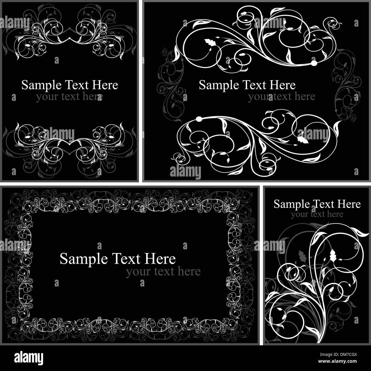 Set invitation banner cards Black and White Stock Photos & Images - Alamy