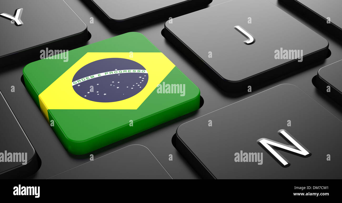 Brazil - Flag on Button of Black Keyboard Stock Photo - Alamy