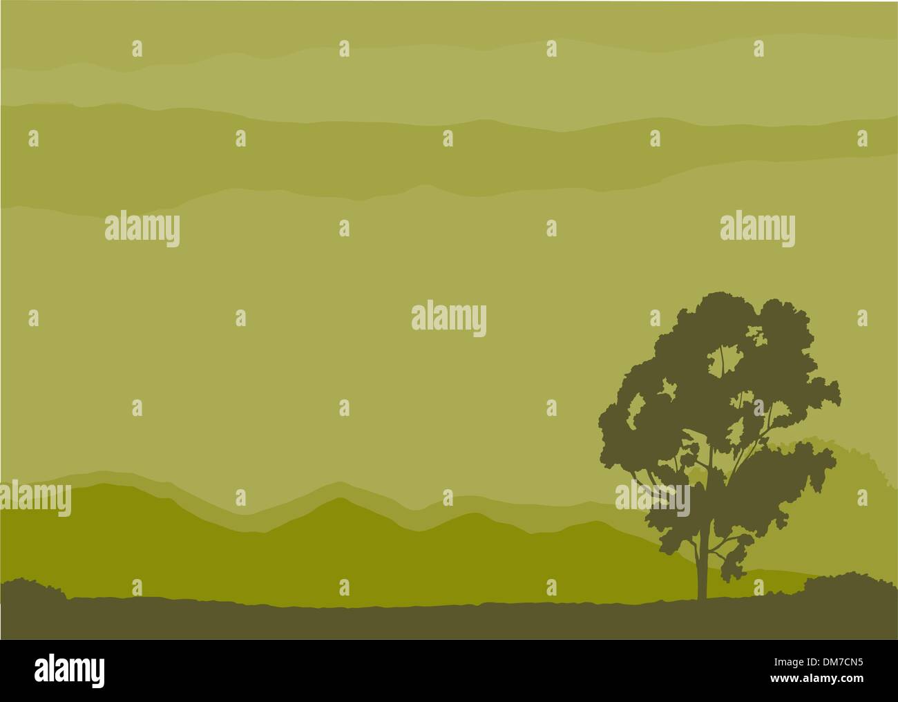 A lonely tree in a surreal landscape, vector Stock Vector Image & Art ...
