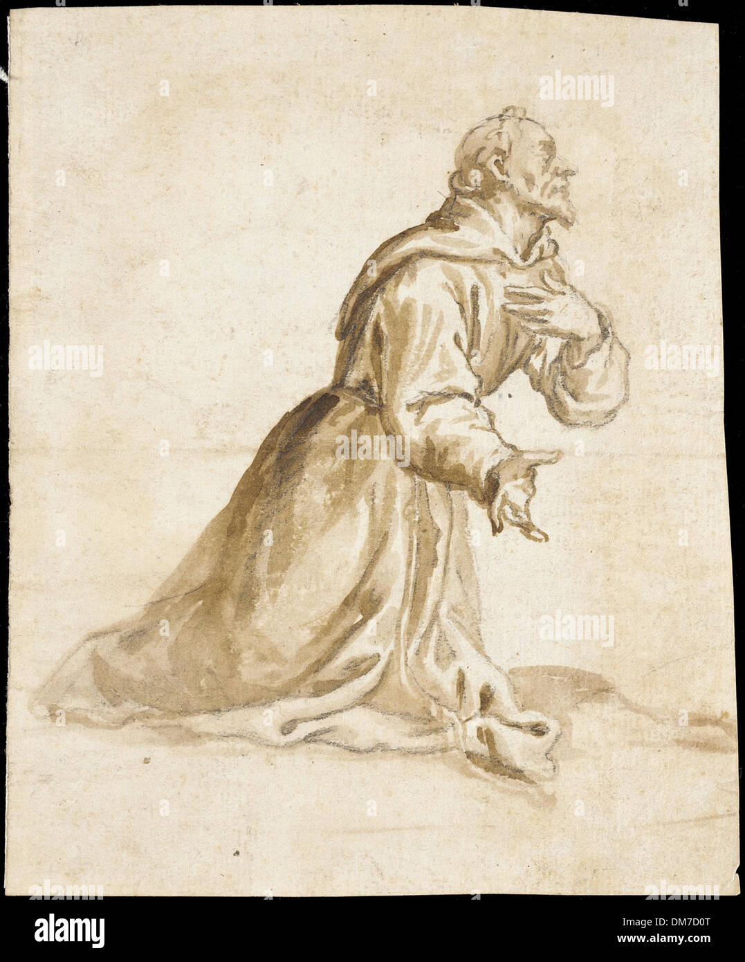 This sculpture, titled 'Kneeling Monk', represents a moment of devotion ...