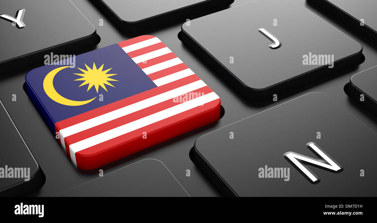 Malaysia - Flag on Button of Black Keyboard Stock Photo - Alamy