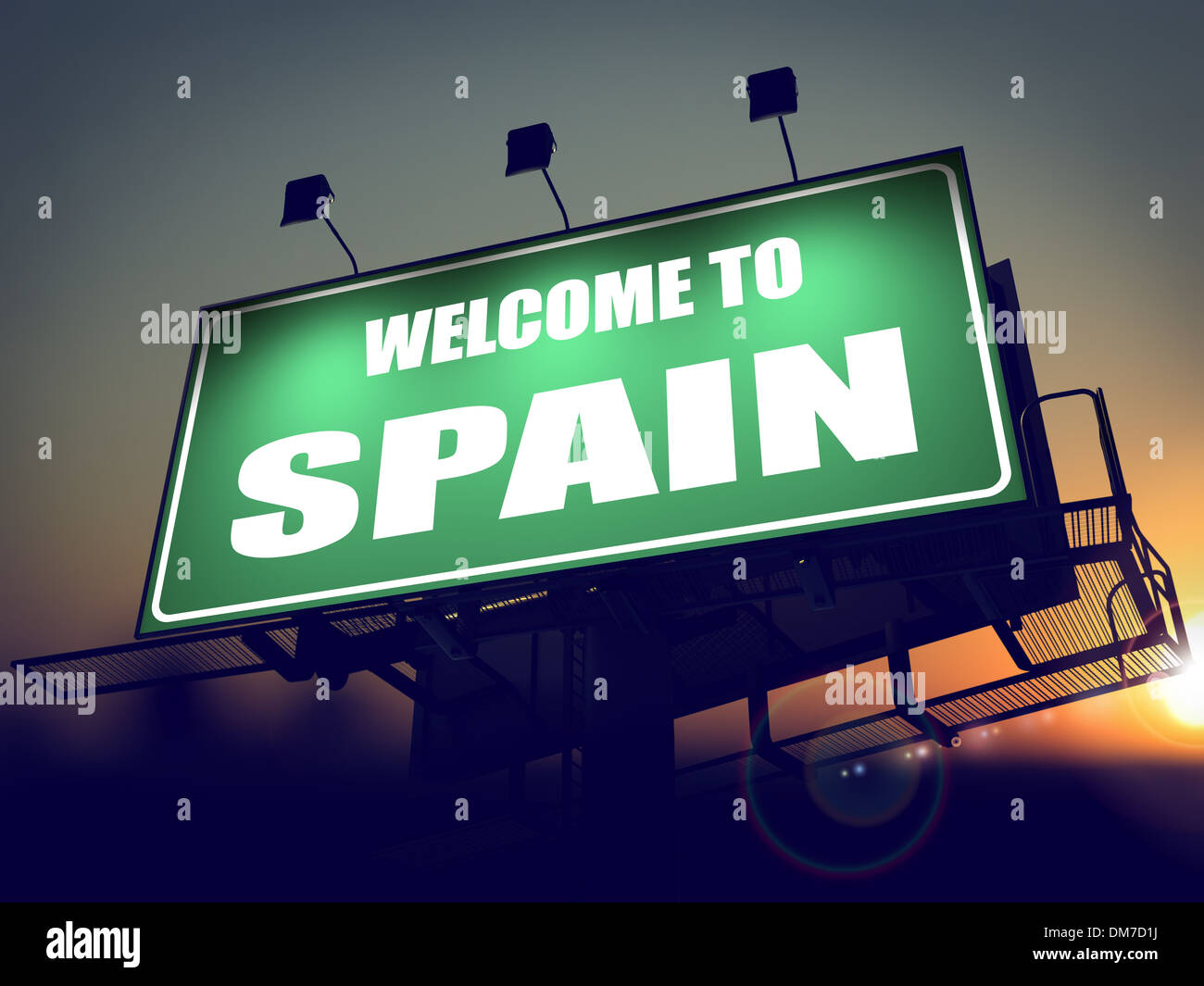 Welcome to Spain Billboard at Sunrise Stock Photo - Alamy