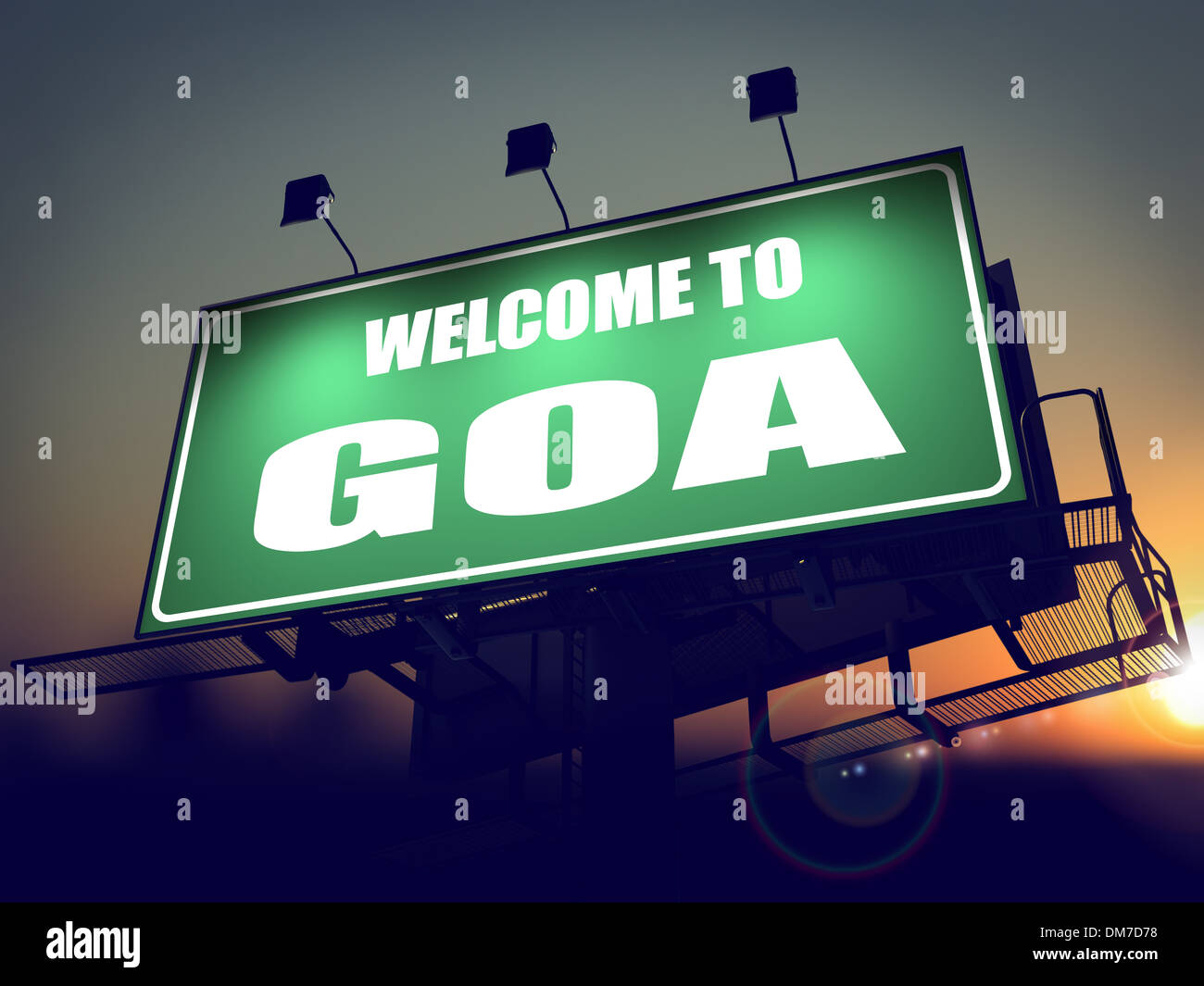 Billboard Welcome to Goa at Sunrise Stock Photo - Alamy