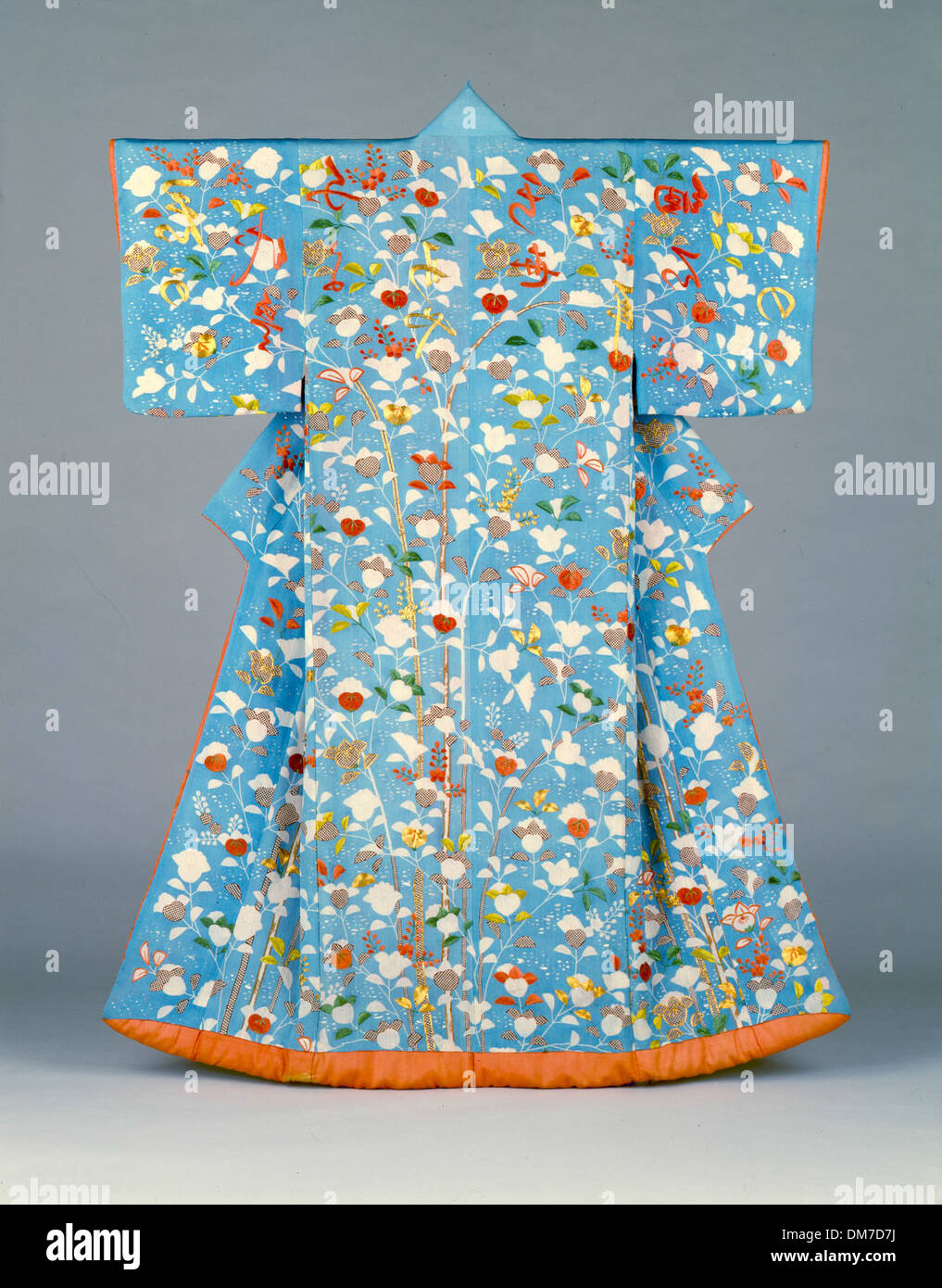 This kosode (a traditional Japanese garment) is adorned with a ...