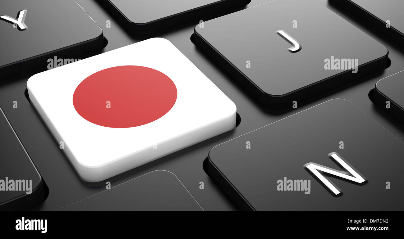 Japan - Flag on Button of Black Keyboard Stock Photo - Alamy
