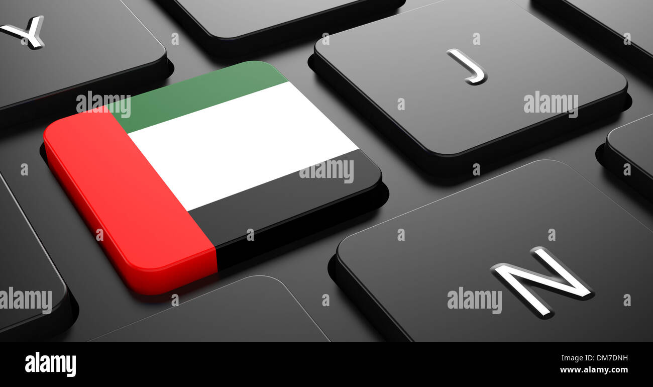 UAE - Flag on Button of Black Keyboard Stock Photo - Alamy