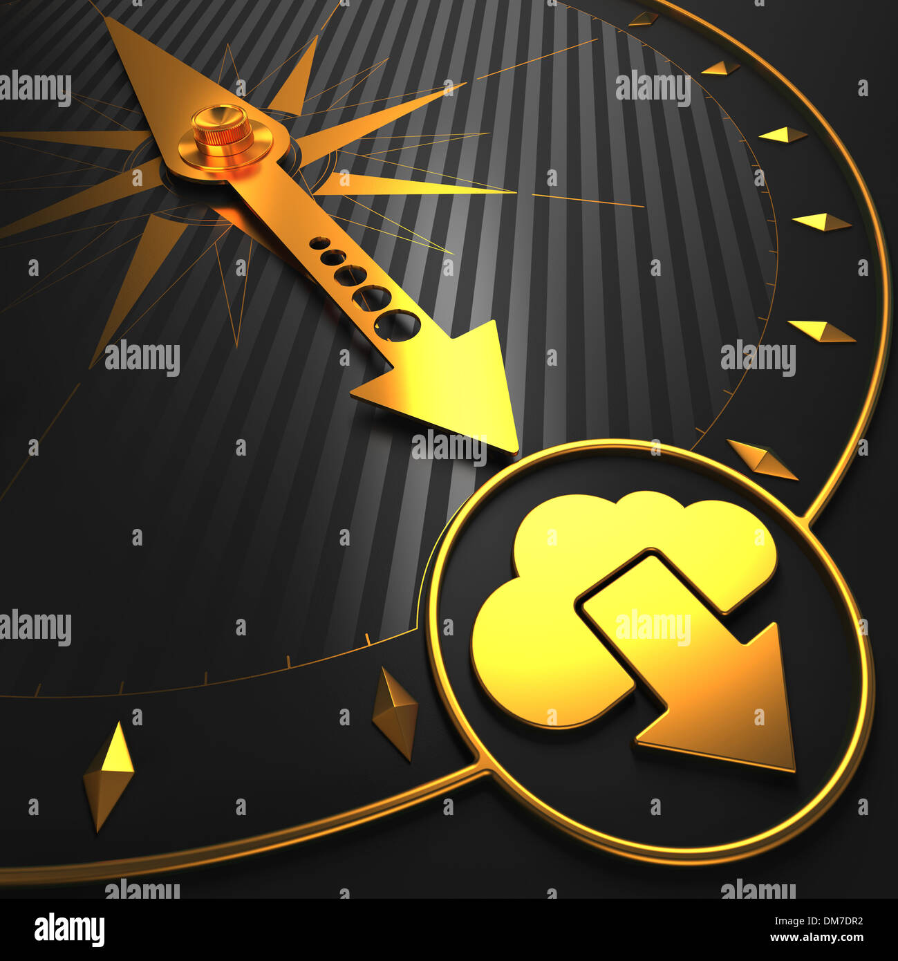 Golden Cloud Icon on Black Compass Stock Photo - Alamy
