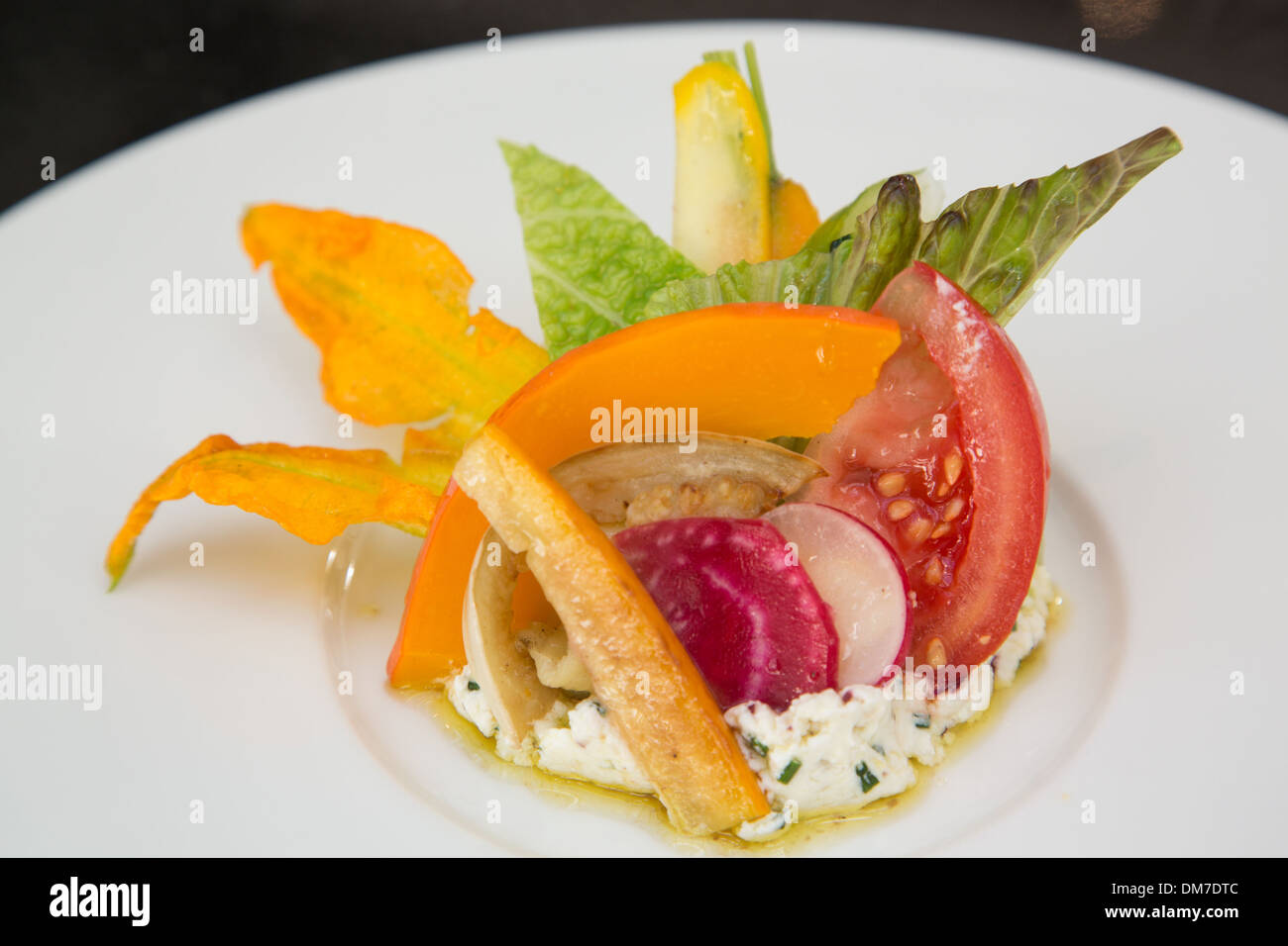 GOAT'S CHEESE WITH ORGANIC SPRING VEGETABLES, DISH PREPARED BY LAURENT ...