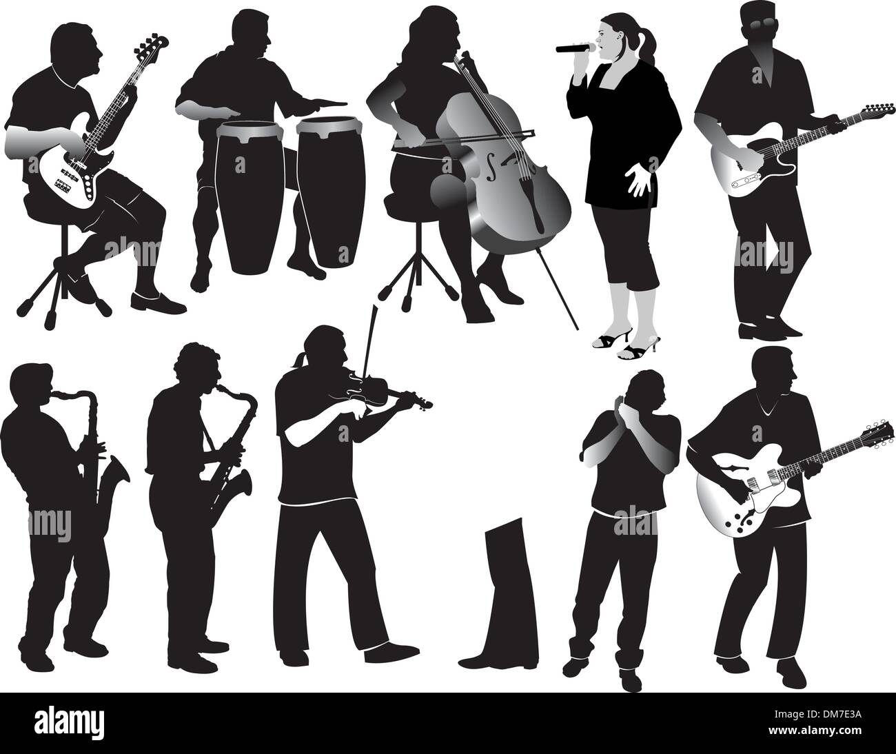 11 Musician Silhouettes Stock Vector Image & Art - Alamy