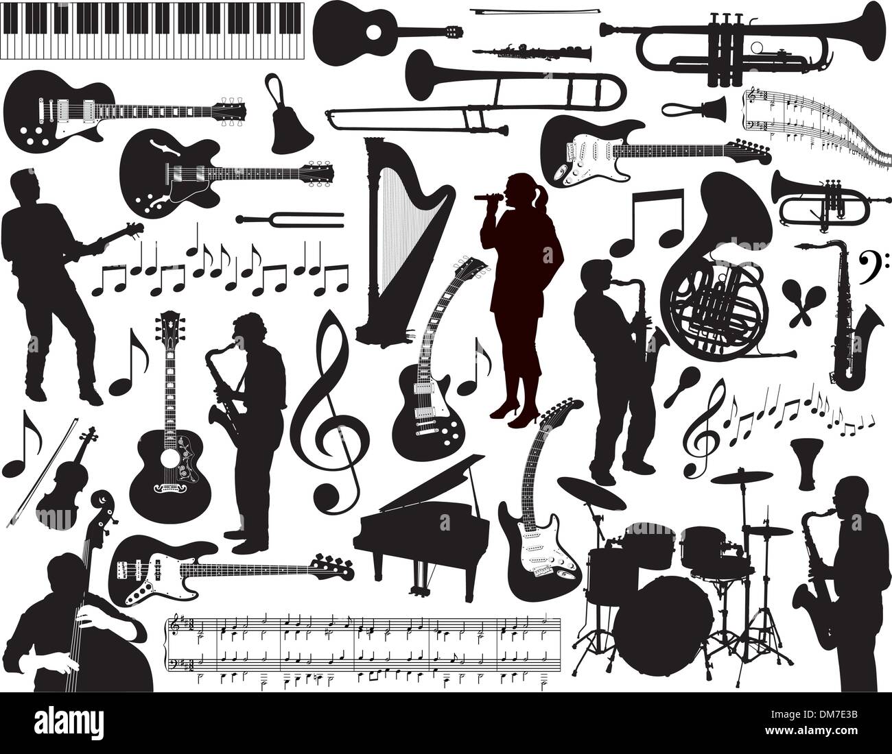 Music play woman Stock Vector Images - Alamy
