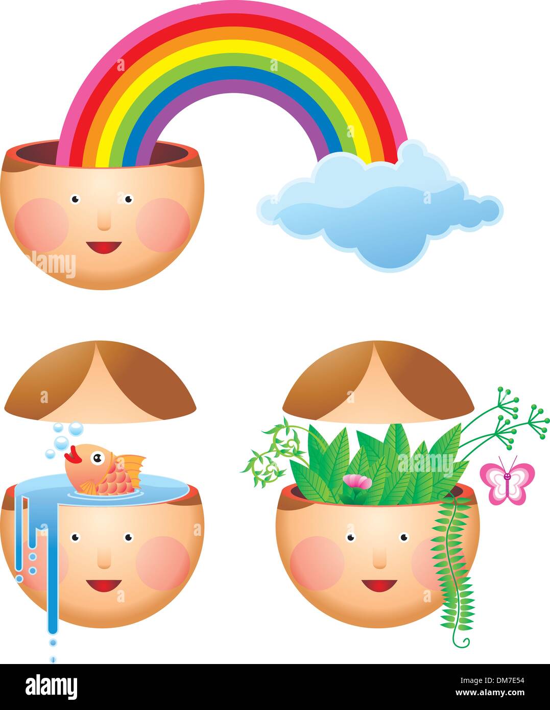 Thinking of happy thoughts Stock Vector Images - Alamy