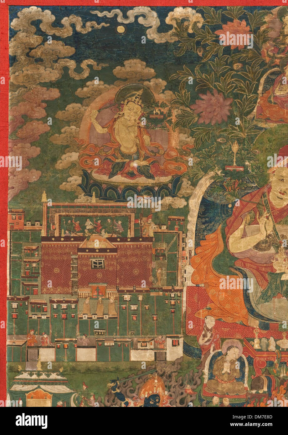 This painting depicts Kunga Tashi, the Abbot of Sakya Monastery, along ...