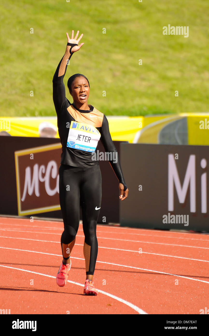 Carmelita Jeter in action winning Women's 100m Final during Aviva ...