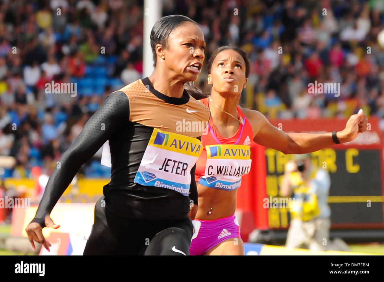 Carmelita Jeter in action winning Women's 100m Final during Aviva ...