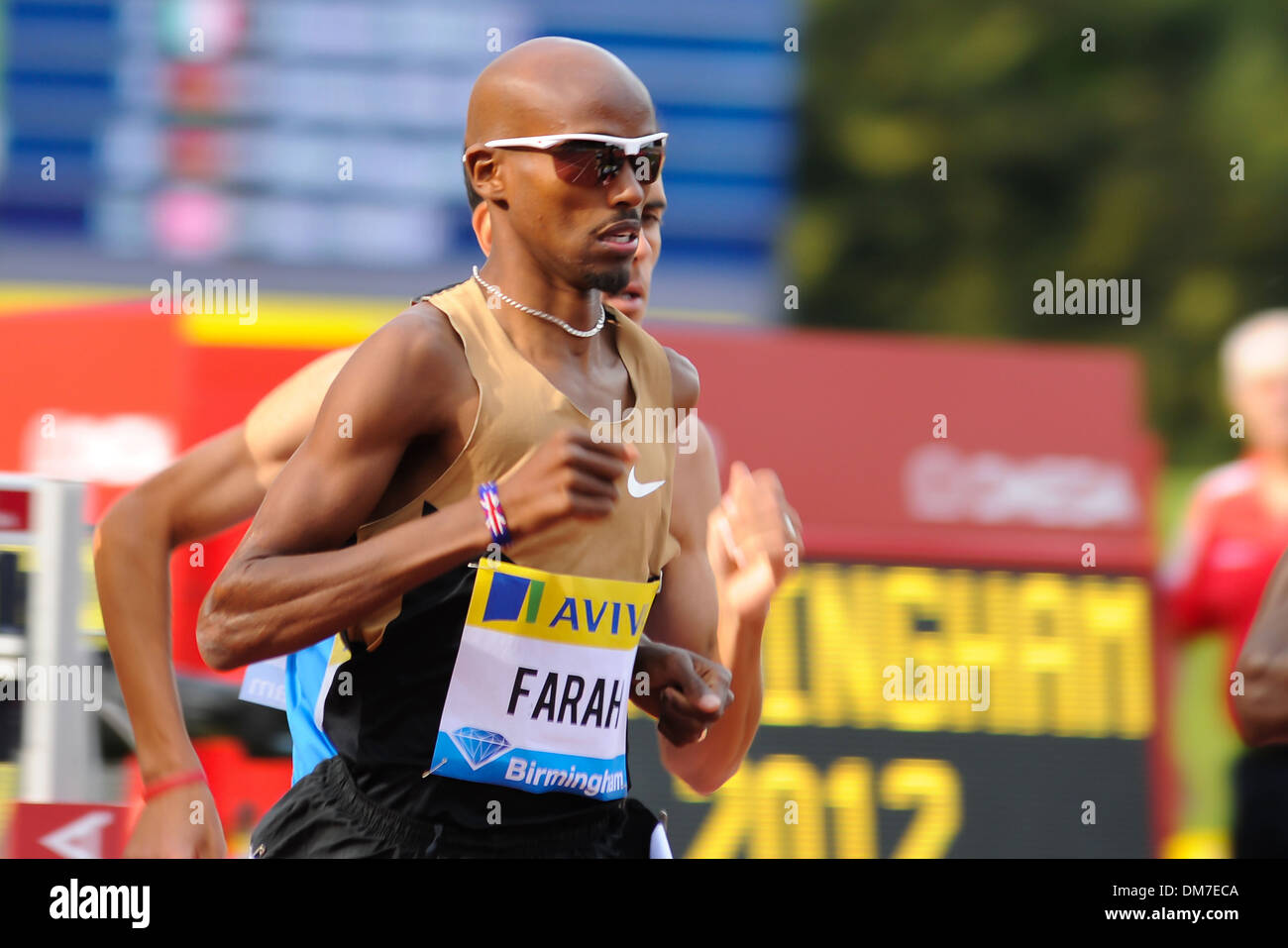 Mo Farah in action Aviva Diamond League Grand Prix at Alexander Stadium ...