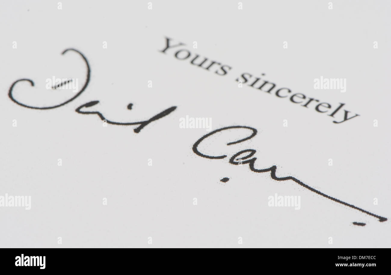 David Cameron's Signature Stock Photo - Alamy