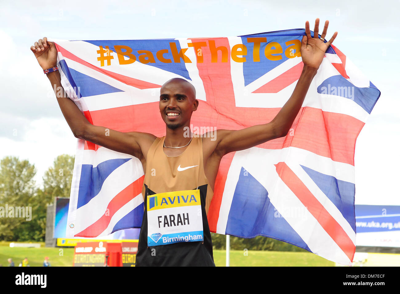 Mo Farah in action Aviva Diamond League Grand Prix at Alexander Stadium ...