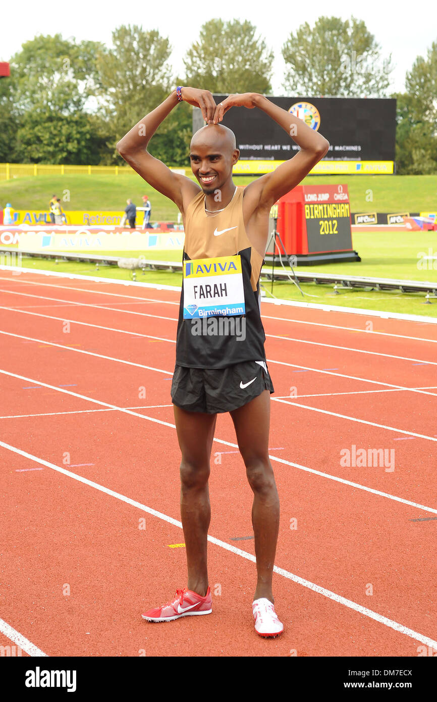 Mo Farah in action Aviva Diamond League Grand Prix at Alexander Stadium ...
