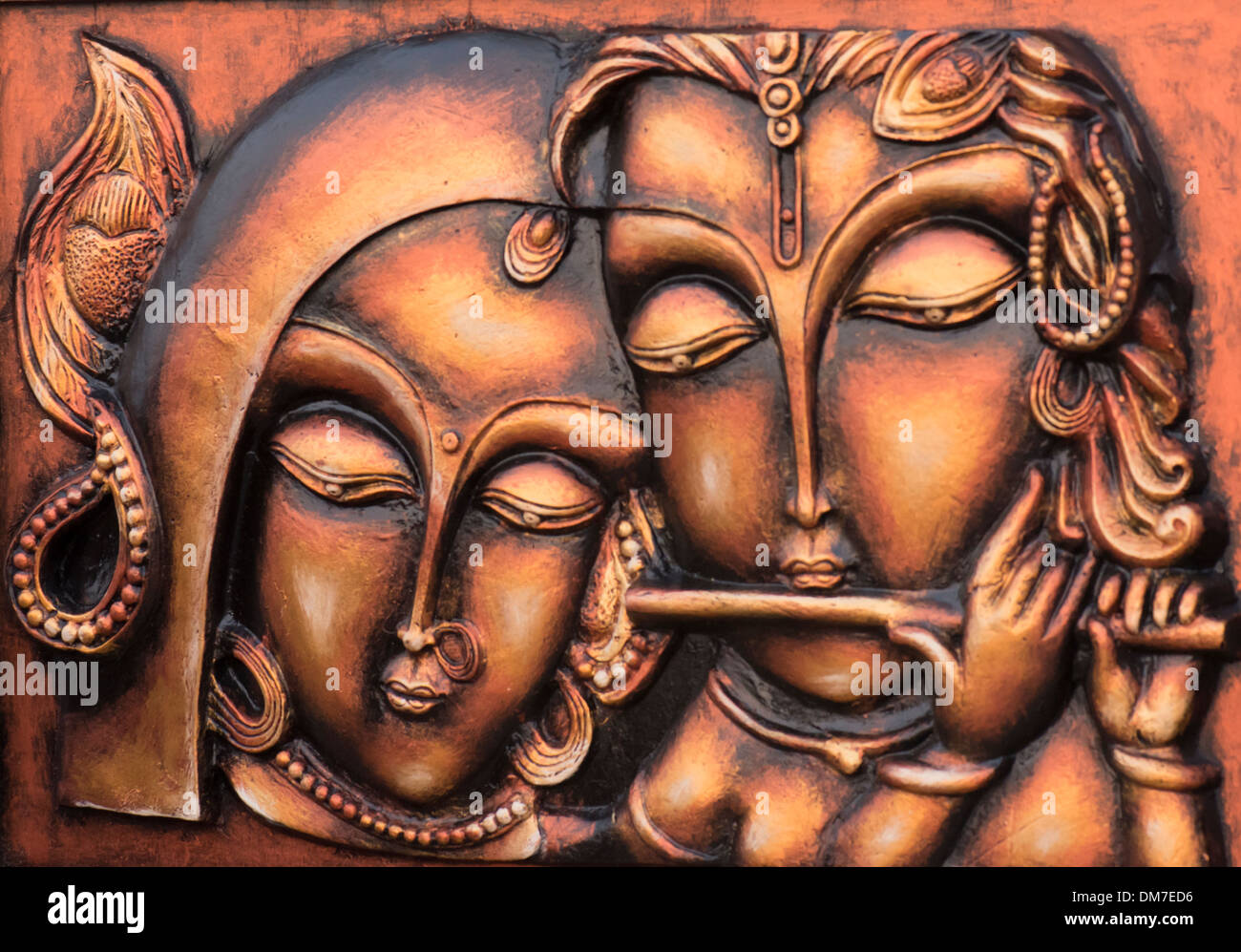 Terracotta image of Lord Krishna and Radha - his Consort Stock Photo ...