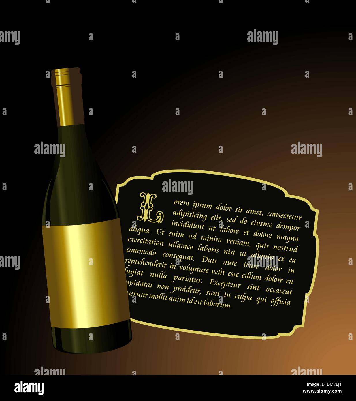 Illustration the elite wine bottle with white gold label Stock Vector ...