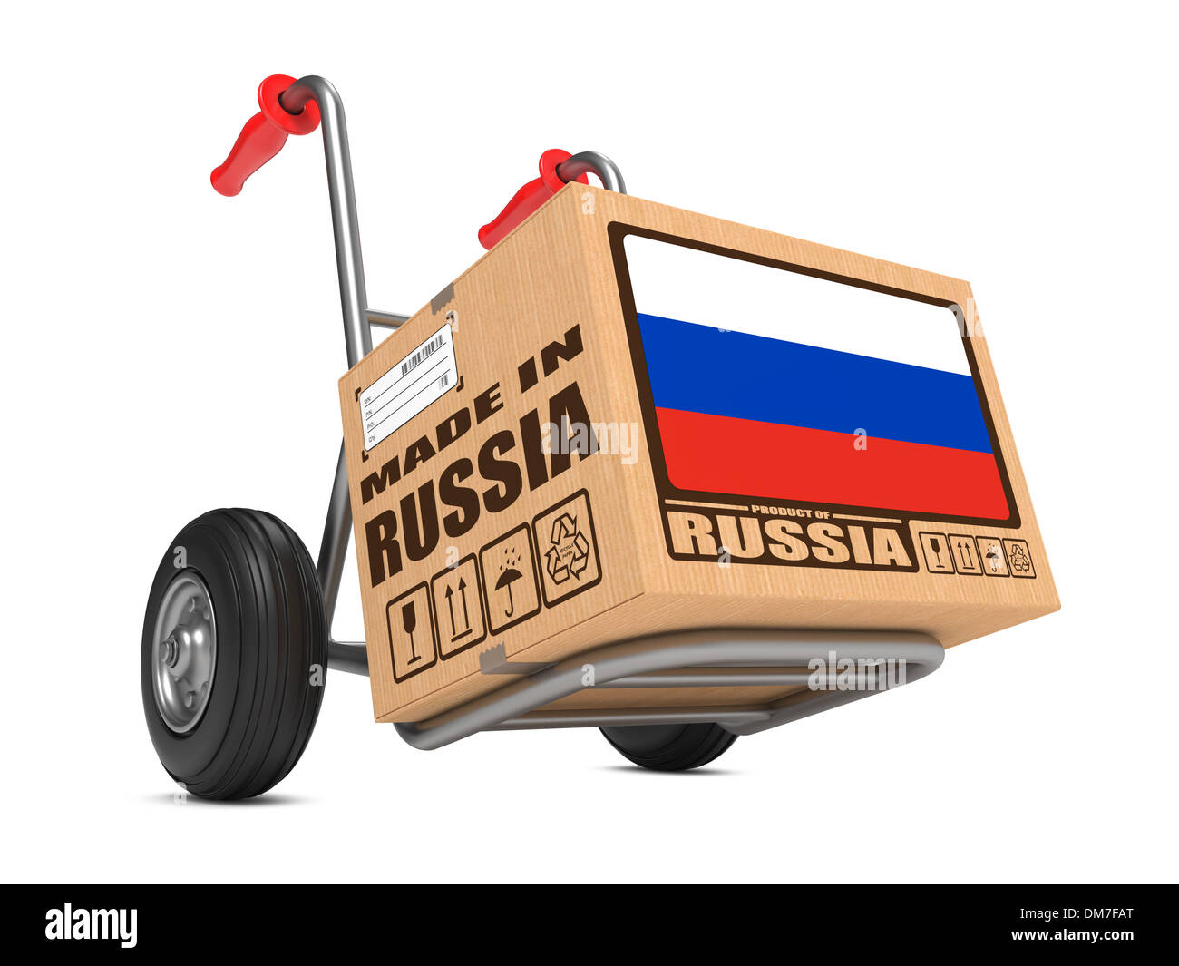 Made in Russia - Cardboard Box on Hand Truck Stock Photo - Alamy