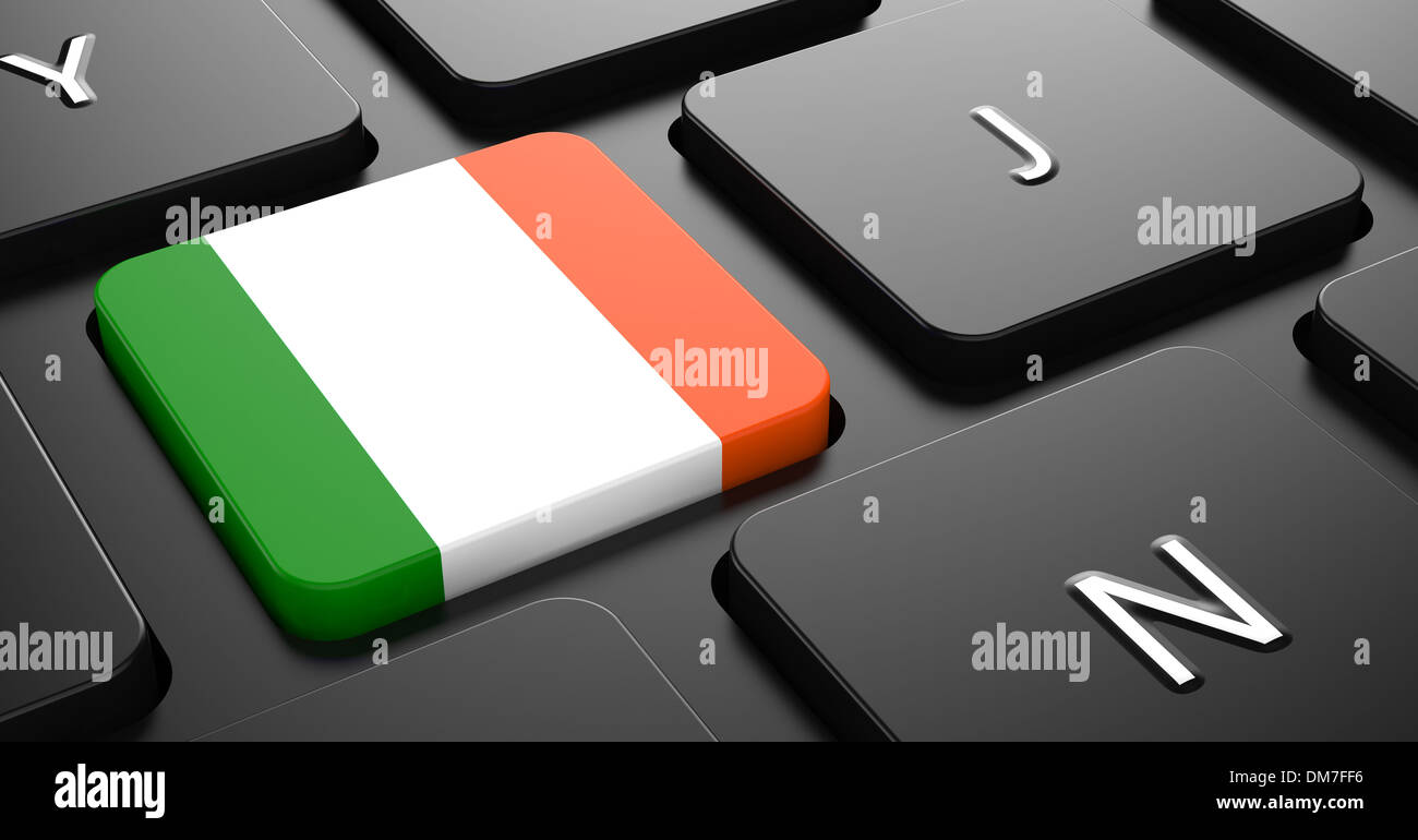 Ireland - Flag on Button of Black Keyboard Stock Photo - Alamy