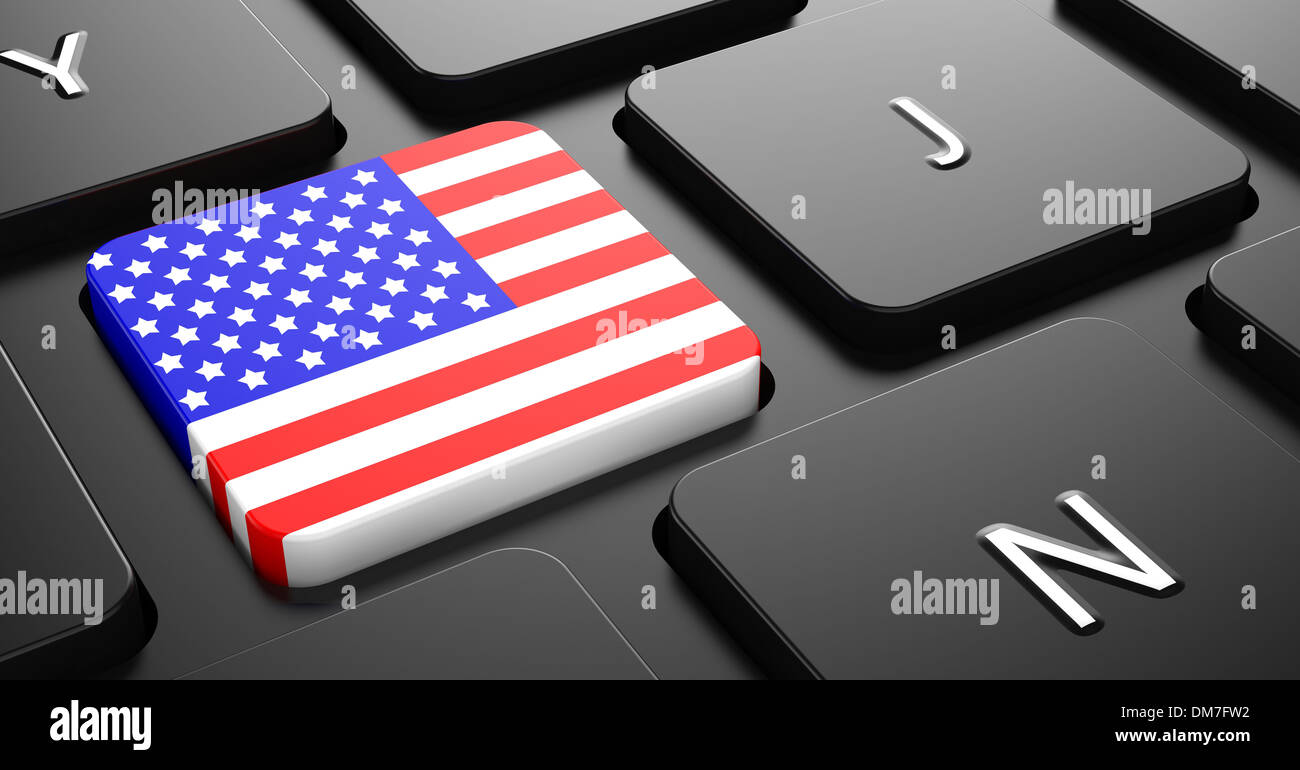 USA - Flag on Button of Black Keyboard Stock Photo - Alamy