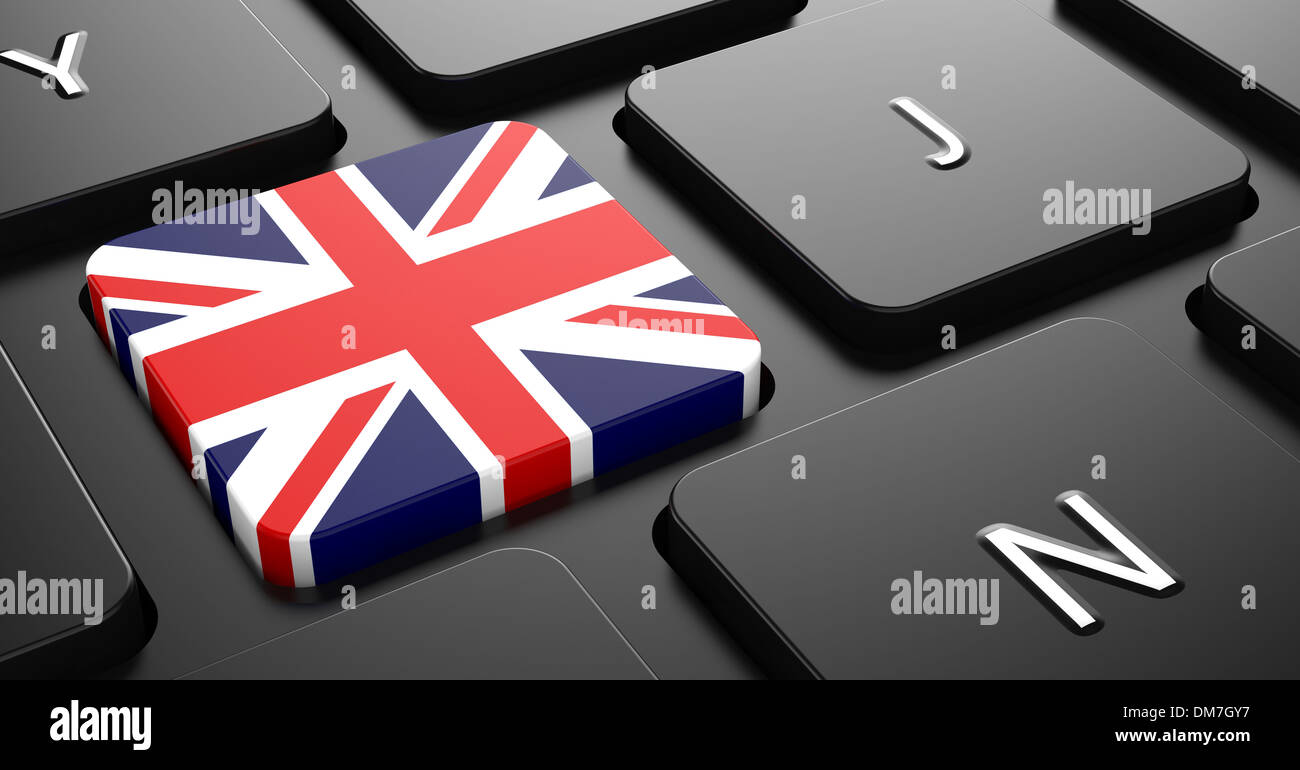 United Kingdom - Flag on Button of Black Keyboard Stock Photo - Alamy
