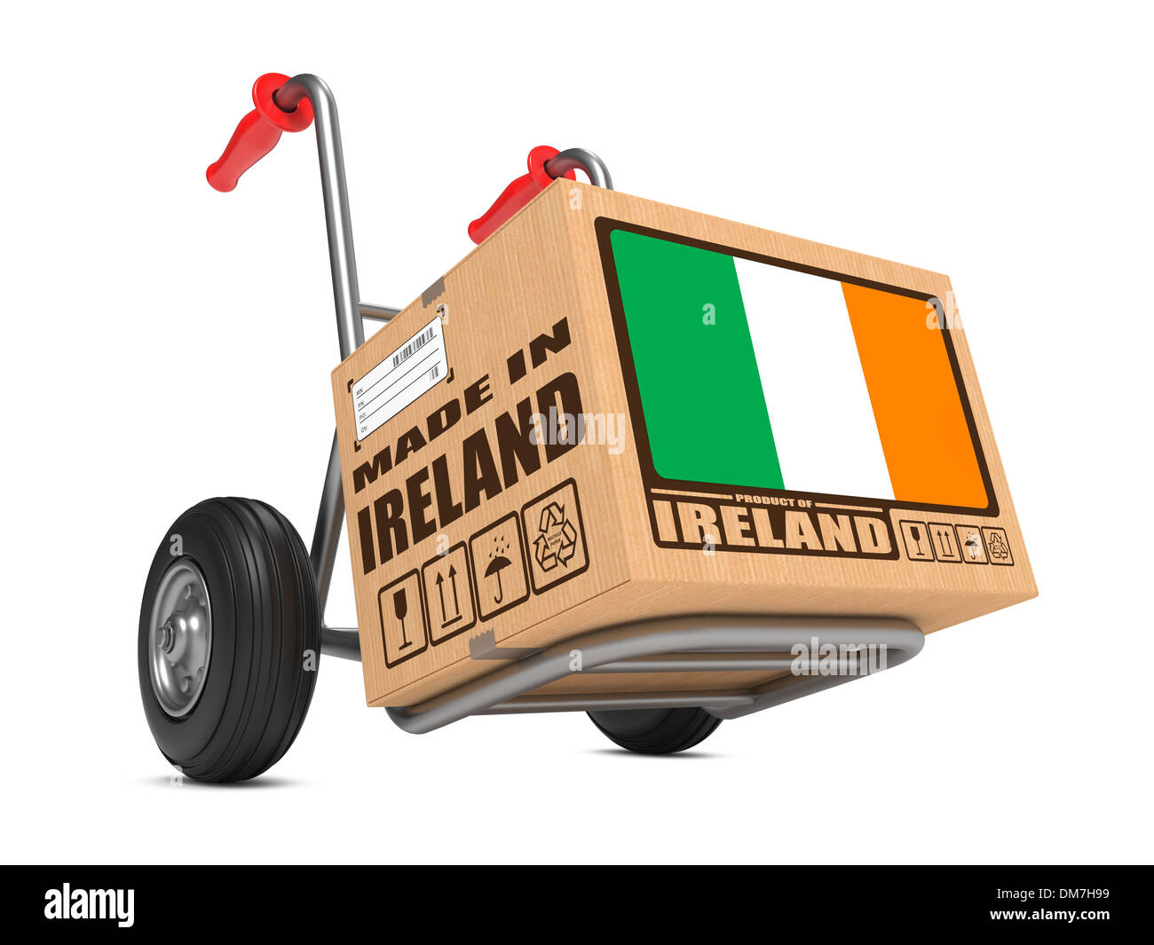 Made in Ireland - Cardboard Box on Hand Truck Stock Photo - Alamy