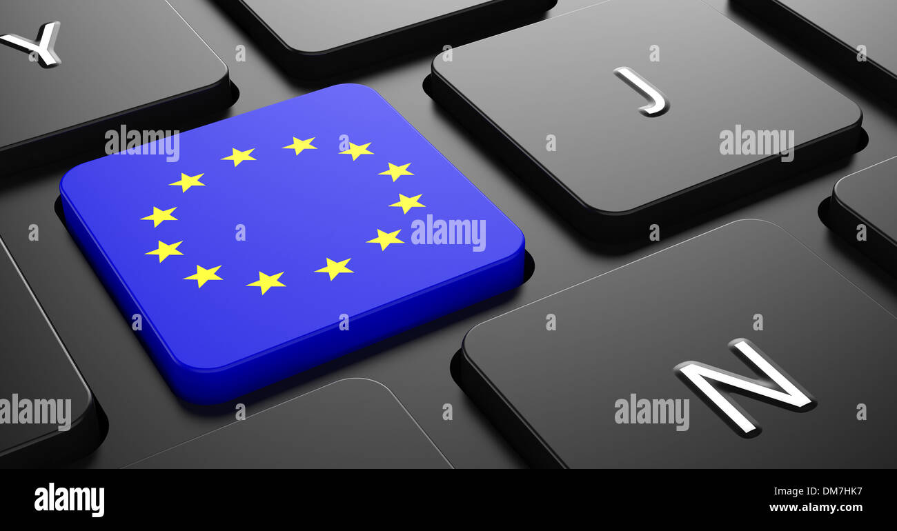 European Union - Flag on Button of Black Keyboard Stock Photo - Alamy