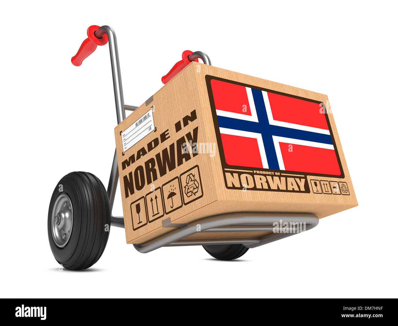 Made in Norway - Cardboard Box on Hand Truck Stock Photo - Alamy