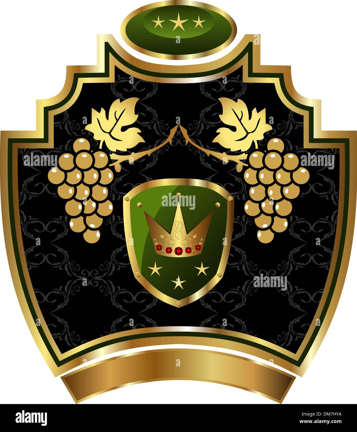 gold label with grapevine with crown Stock Vector Image & Art - Alamy