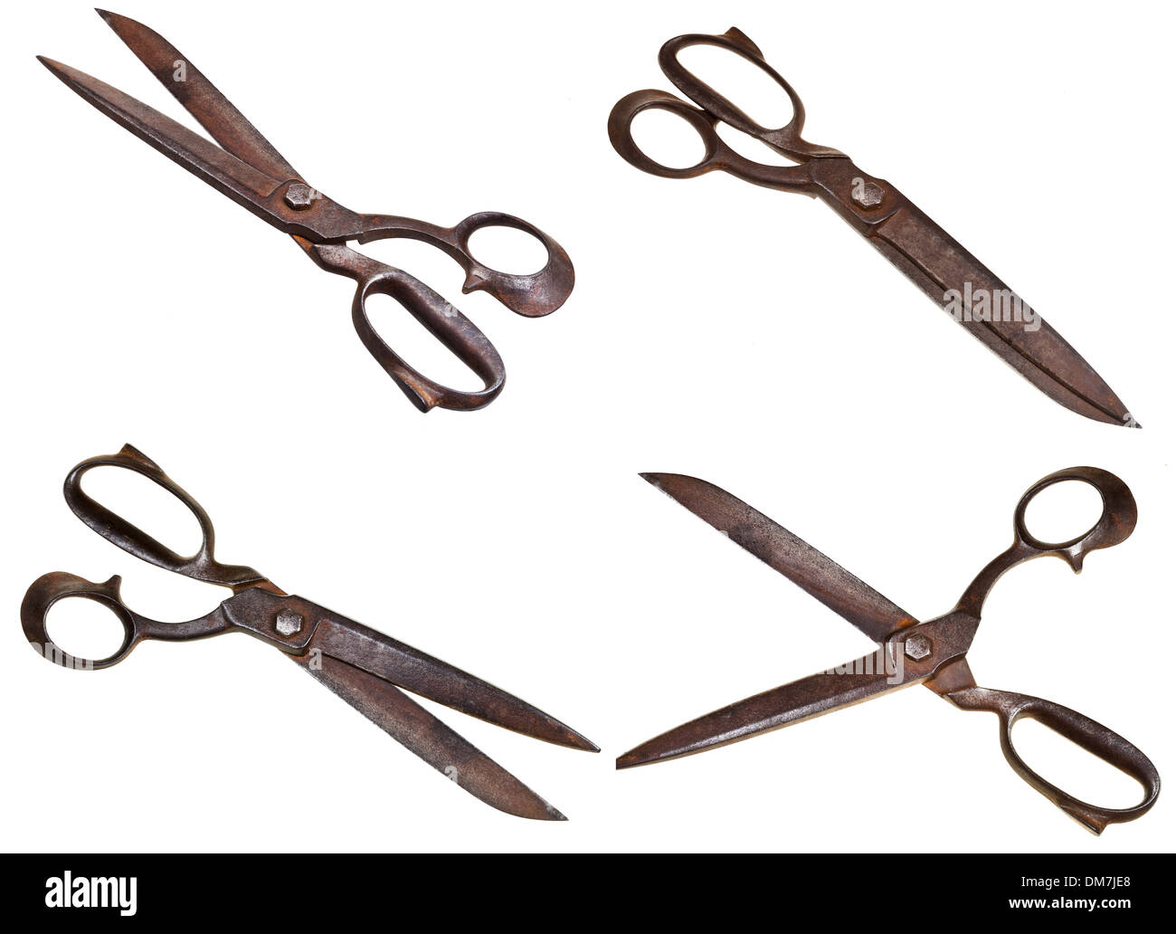set of old tailor scissors isolated on white background Stock Photo - Alamy