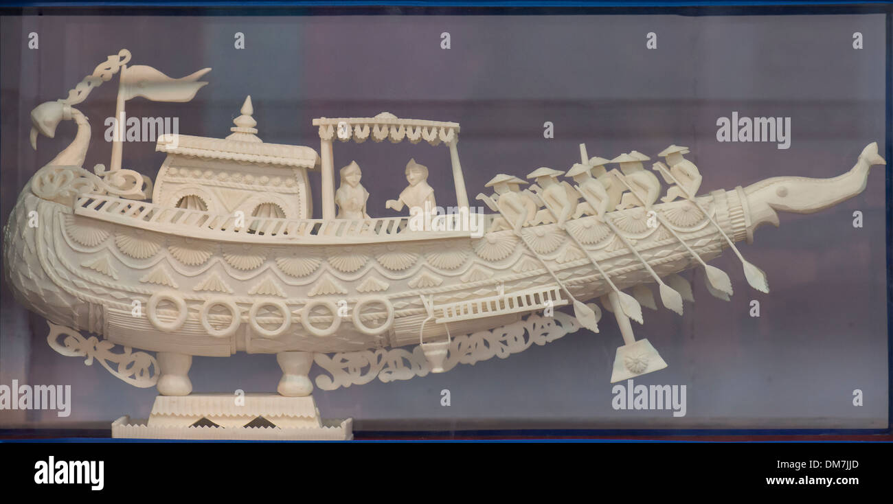 Hand sculpture [RM] Heritage Craft-ivory peacock boat Stock Photo - Alamy