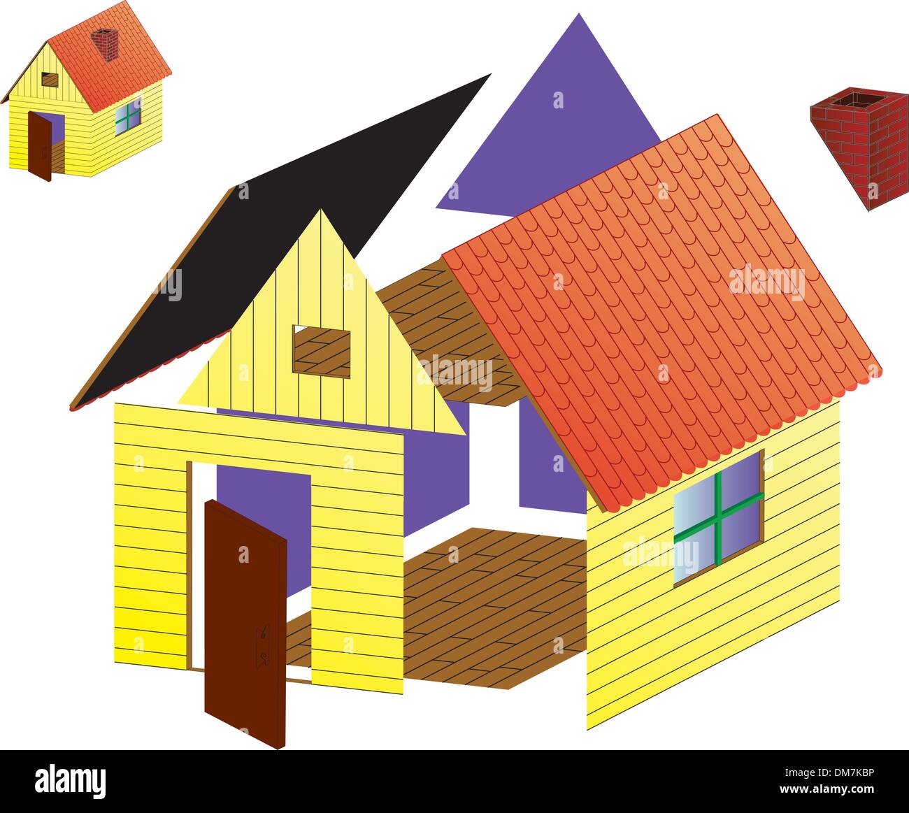 Small brick house chimney Cut Out Stock Images & Pictures - Alamy