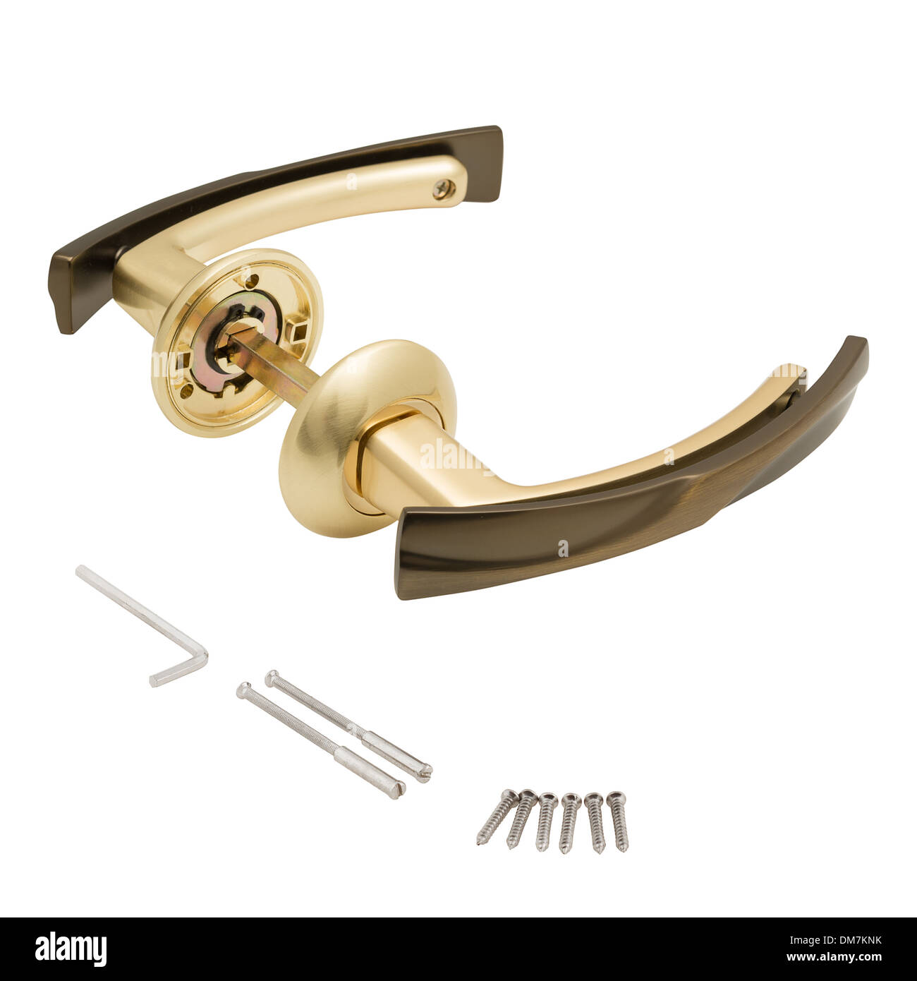 Classic door handle with inner mechanism isolated on white Stock Photo ...