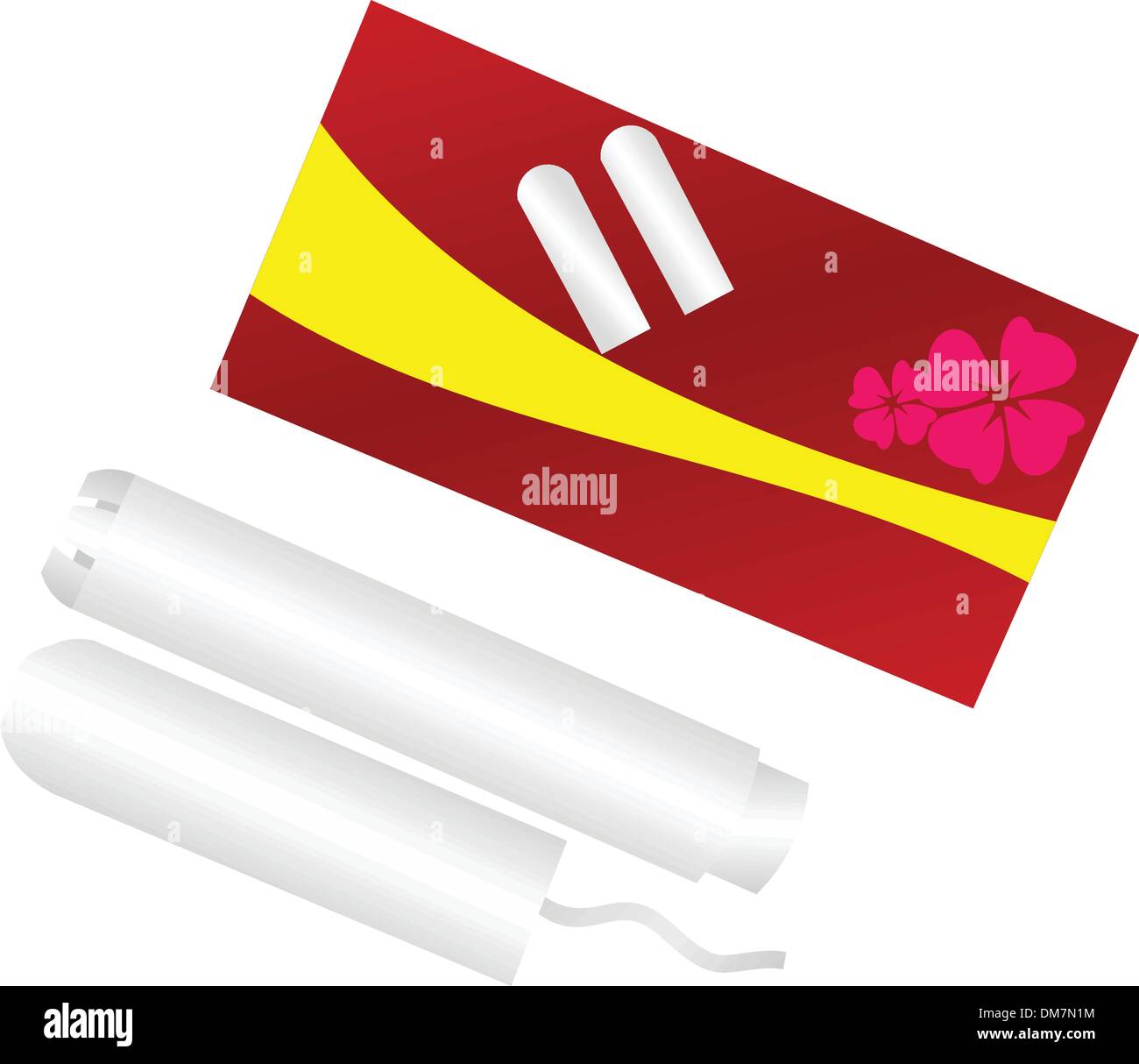 Realistic illustration packing of tampons is isolated on white b Stock ...