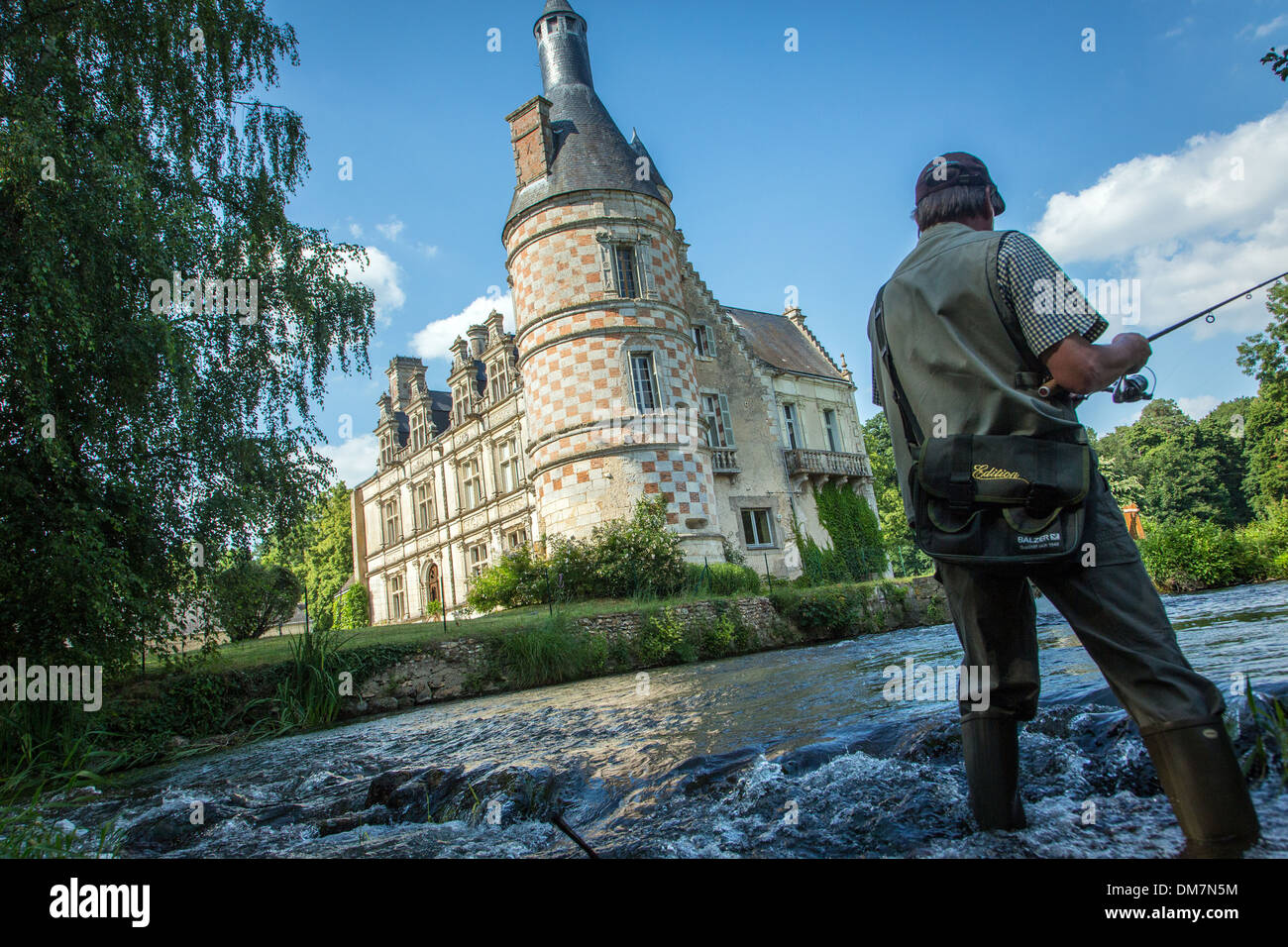 FISHERMAN ON THE AIGRE RIVER NEAR THE PRIORY OF BOUCHE D'AIGRE, 12TH ...