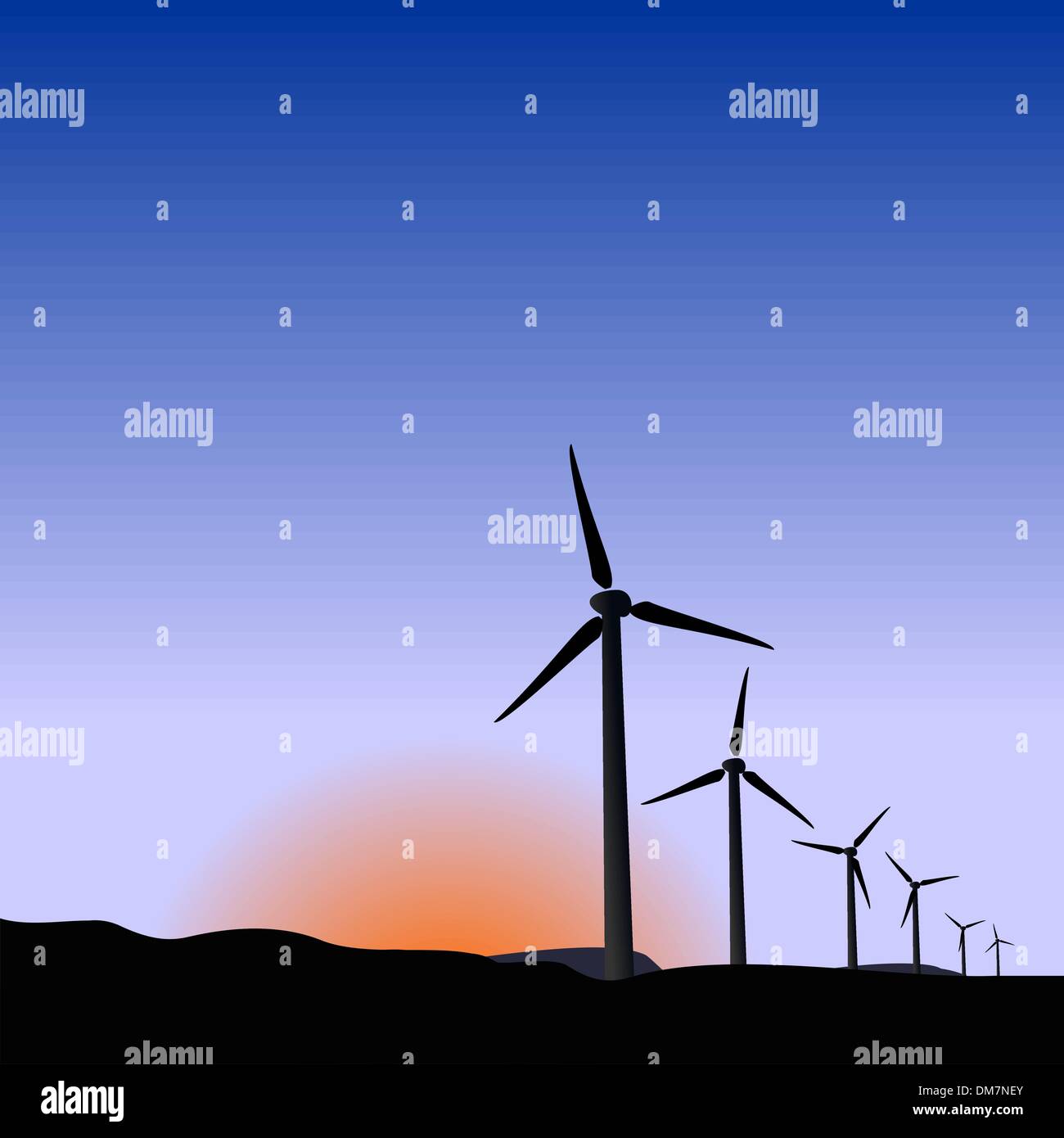 Realistic illustration wind generators of sunrise Stock Vector Image ...