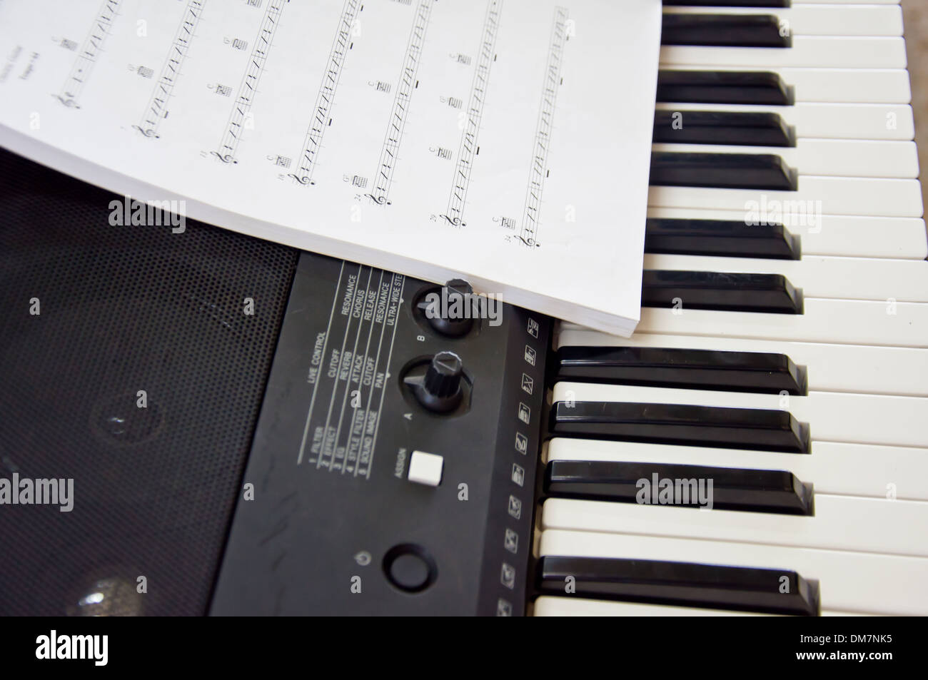 keyboard and song note for music Stock Photo - Alamy