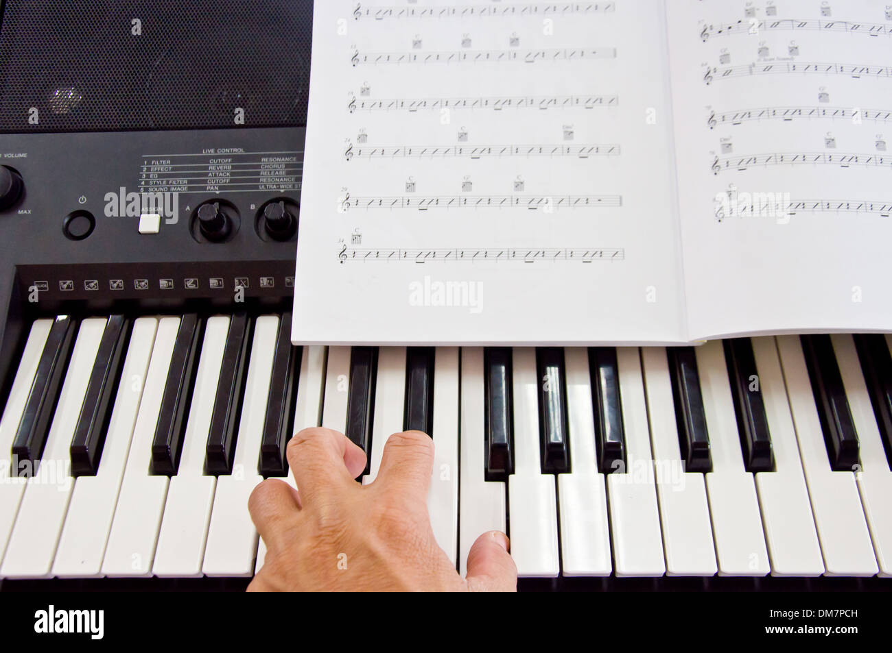 keyboard and song note for music Stock Photo - Alamy