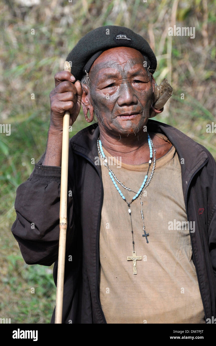India, Arunachal Pradesh, Tirap region, Longkhaw village, portrait ...