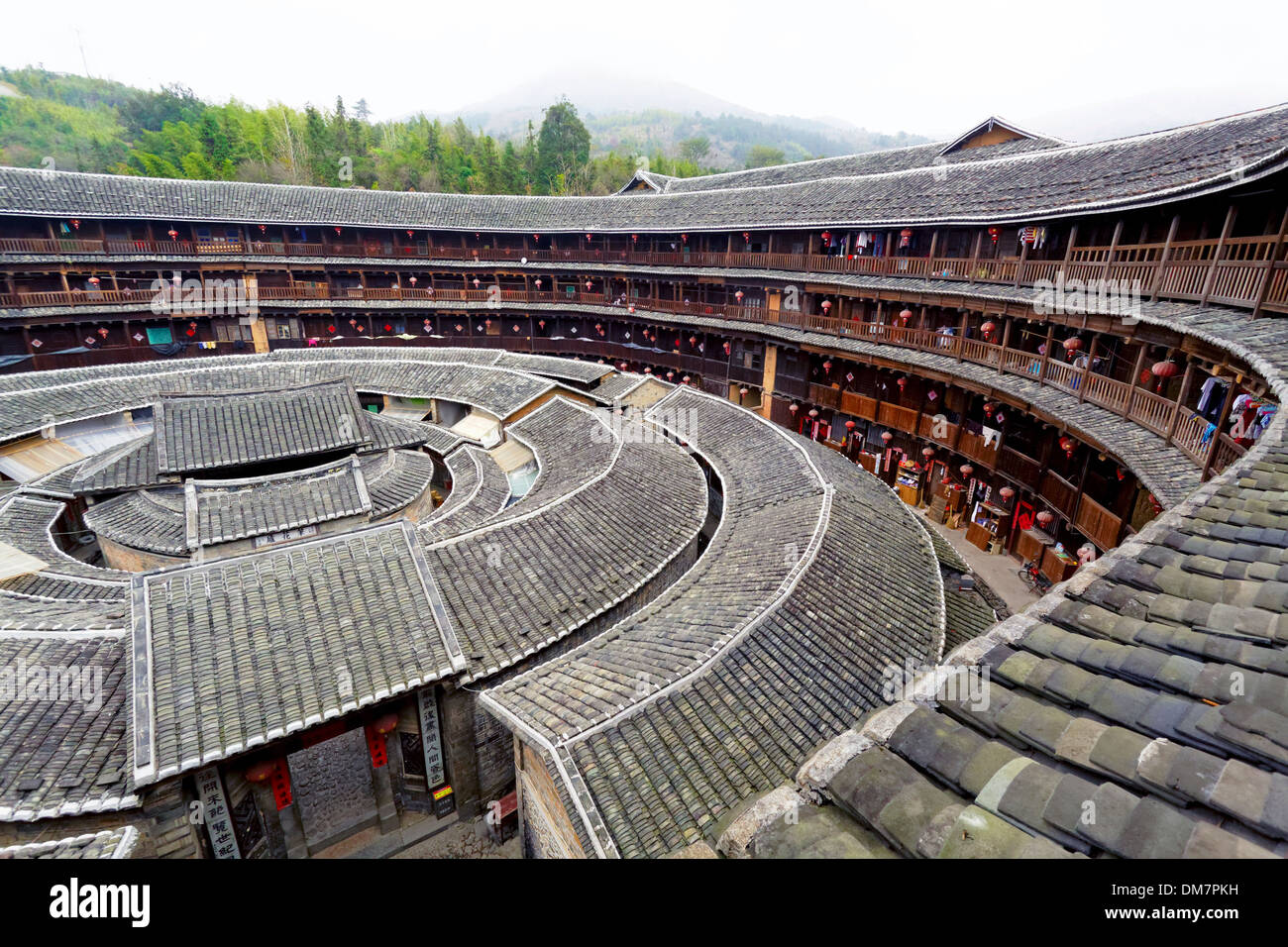 Hakka Roundhouse tulou walled village located in Fujian, China Stock ...
