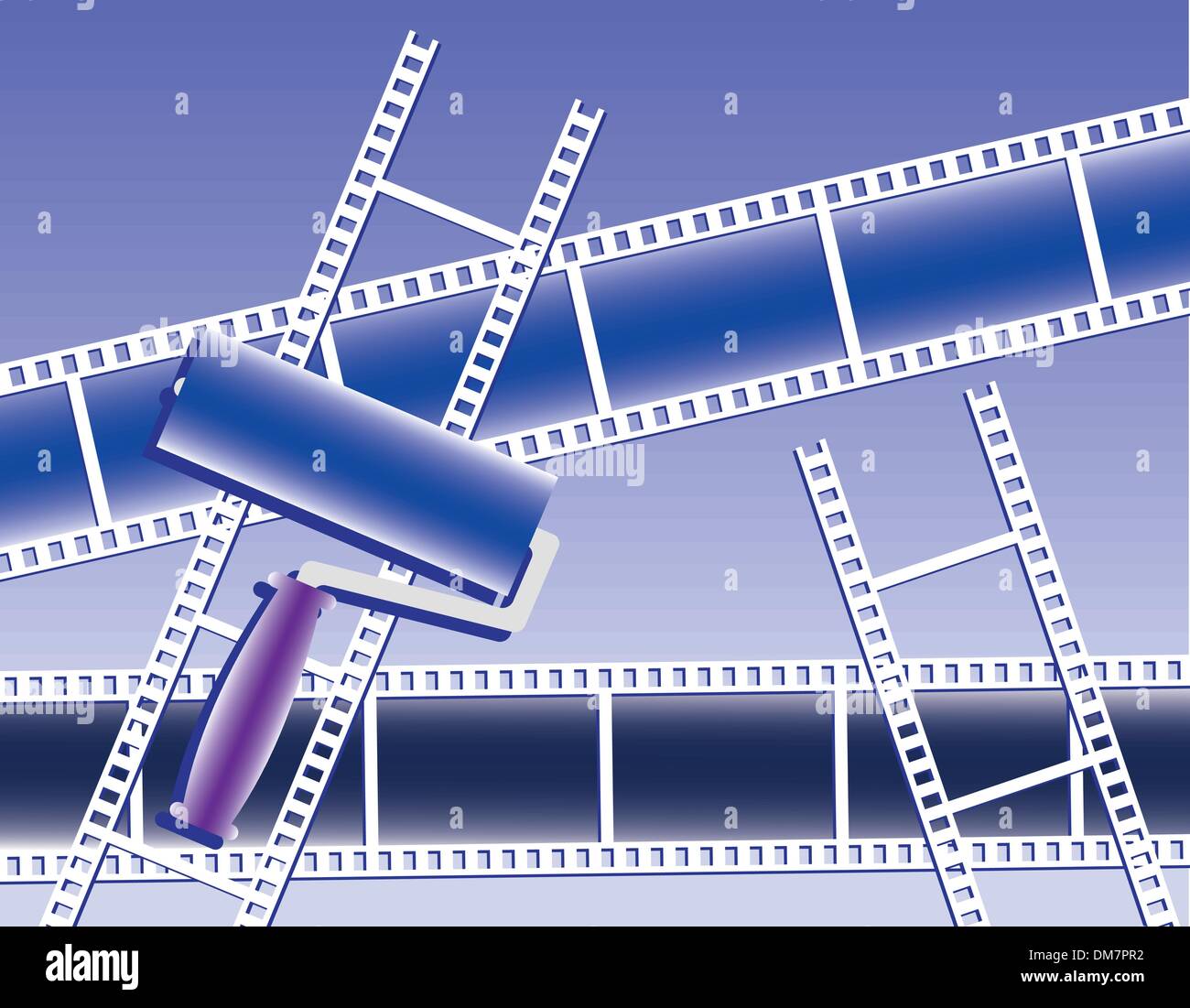 Paint roller blue in Stock Vector Images - Alamy