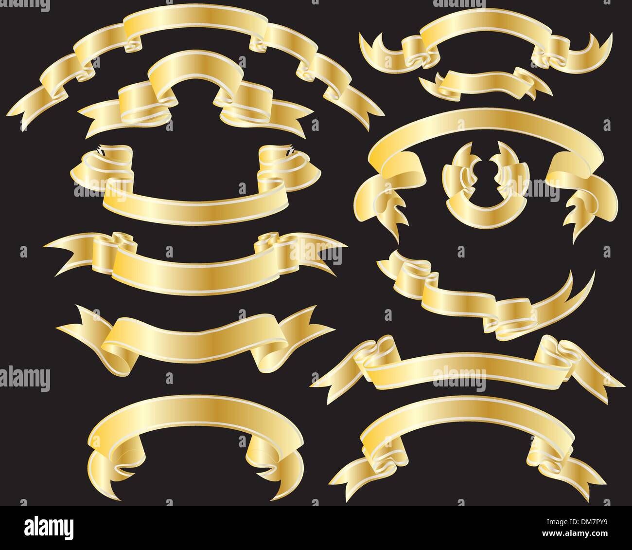 set of golden ribbons Stock Vector Image & Art - Alamy