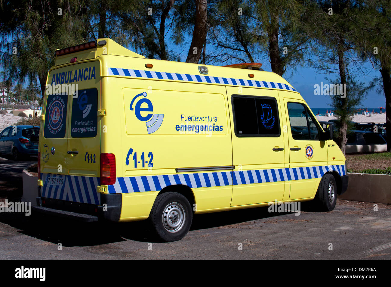 Ambulance at Oliva Beach, Corralejo, Fuerteventura, Canary Islands ...